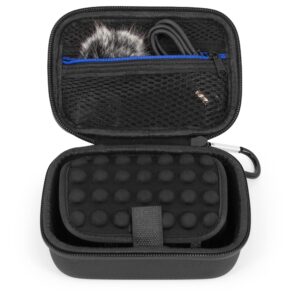 CASEMATIX Travel Case Compatible With DJI Mic 2 Wireless Microphone Kit or Original - Compact Lavalier Microphone Protection to Carry Lav Mic in Charging Case and Small Accessories