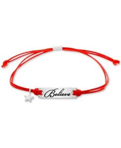 giani bernini macy's silver-tone believe colored cord slider bracelet os