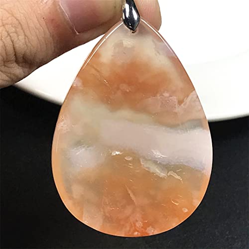 DUOVEKT Natural Cherry Agate Pendant Jewelry For Women Men 48x35x8mm Beads Crystal Stone Sliver Gemstone AAAAA