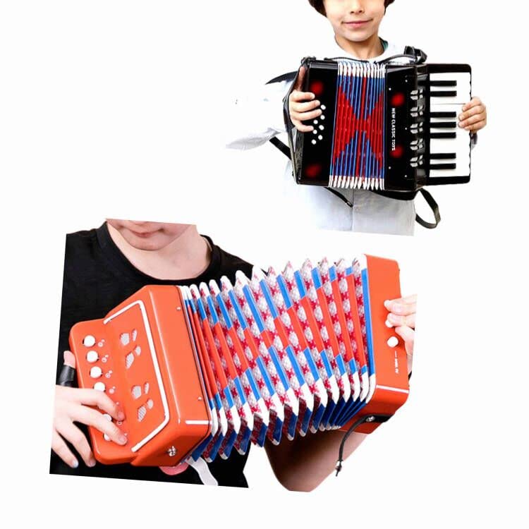 BORIYAM Mini Accordion Instrument, 10-Key Control Button, Christmas Performance & Family Music Educational Instrument (Black)