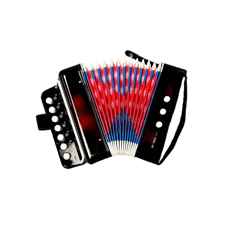 BORIYAM Mini Accordion Instrument, 10-Key Control Button, Christmas Performance & Family Music Educational Instrument (Black)