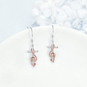 MONGAS Musical Note Cross Earrings For Women Sterling Silver Conformation Jewelry Gifts For Women