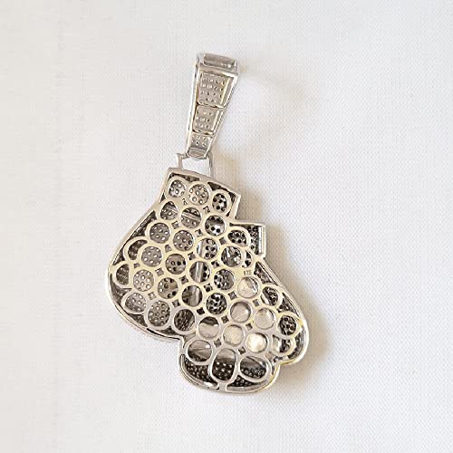 Sterling Silver BOXING GLOVE Hip Hop Pendant w/ Micro Pave CZ Stones