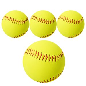 oeab sports practice softballs 4 pack 12-inch yellow softballs unmarked autograph softball official size and weight softbal for games, practice, training, hitting, pitching, fielding