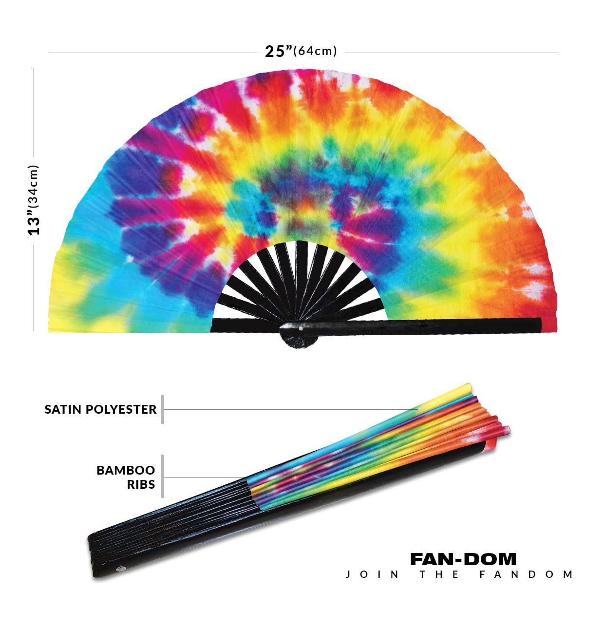 Tie Dye Hand Fan Foldable Bamboo Circuit Rave Hand Fans Bright tie Dyes Swirl neon Colorful Rainbow Fan Outfit Party Gear Gifts Music Festival Rave Accessories (Style 18)