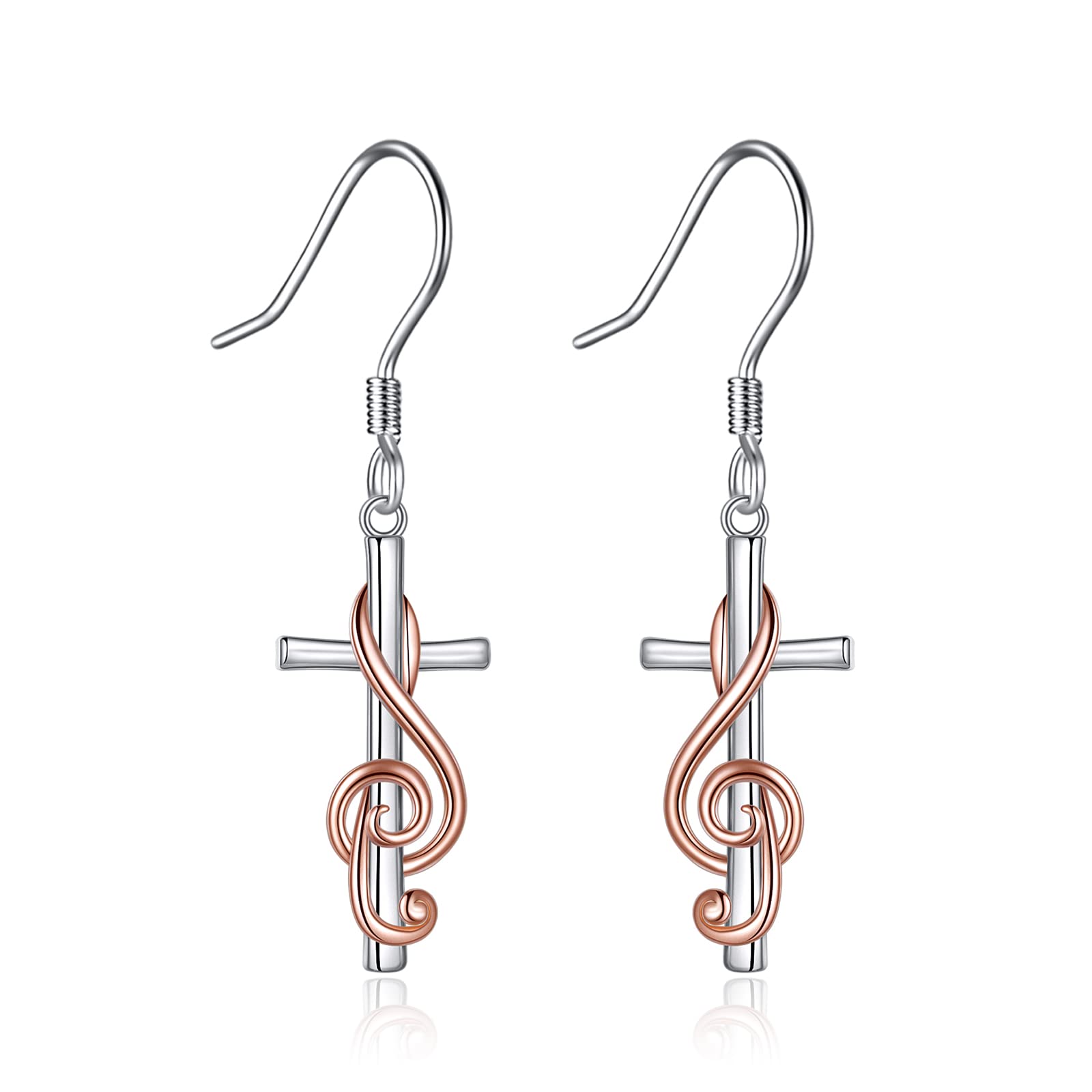 MONGAS Musical Note Cross Earrings For Women Sterling Silver Conformation Jewelry Gifts For Women