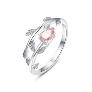 praymos 925 sterling silver pink rings october birthstone ring weddding promise cute rings christmas gifts