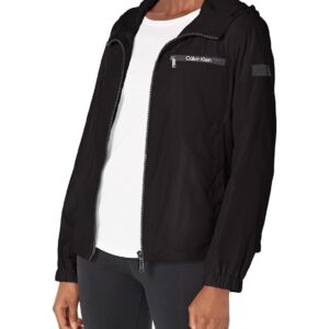 Calvin Klein Women's Lightweight Water Resistant Everyday Windbreaker, Deep Black, Small