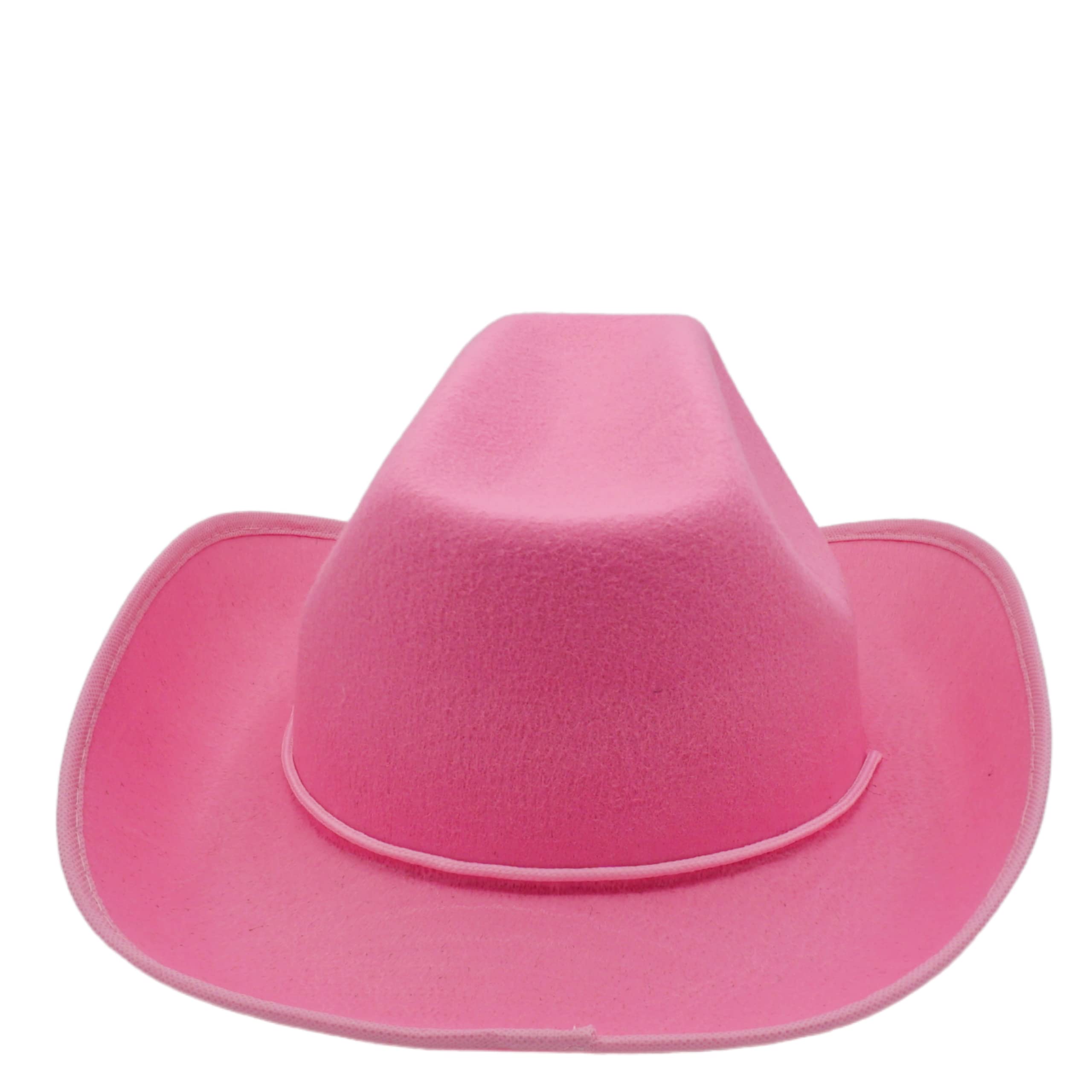 4E's Novelty Cowboy Hat for Women & Men, Felt Cowgirl Hat for Adults, Western Party Dress Up Accessories (Pink)