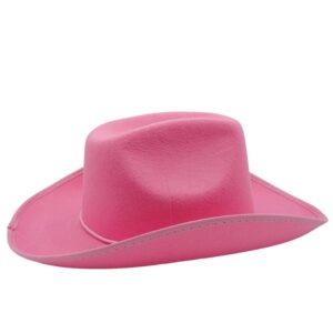 4E's Novelty Cowboy Hat for Women & Men, Felt Cowgirl Hat for Adults, Western Party Dress Up Accessories (Pink)