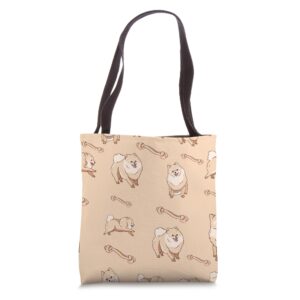 pomeranian dog pattern tote bag