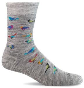 sockwell women's audubon crew sock, lt. grey - s/m