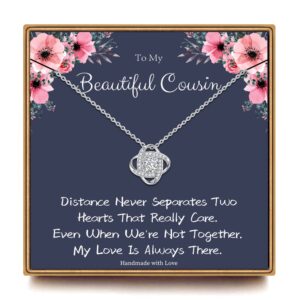 ieftop cousin gifts, 14k white gold plated love knot necklace cousin gifts for women cousin birthday gifts cousin necklaces best cousin gifts