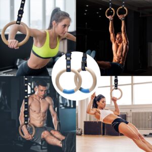 Zingtto Wooden Gymnastic Rings with Adjustable Numbered Straps. 1.25'' Olympic Rings for Core Workout, Crossfit, Bodyweight Training. Home Gym Rings with 8.5ft Exercise Straps and Workout Handles