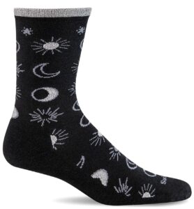 sockwell women's celestial crew sock, black - m/l