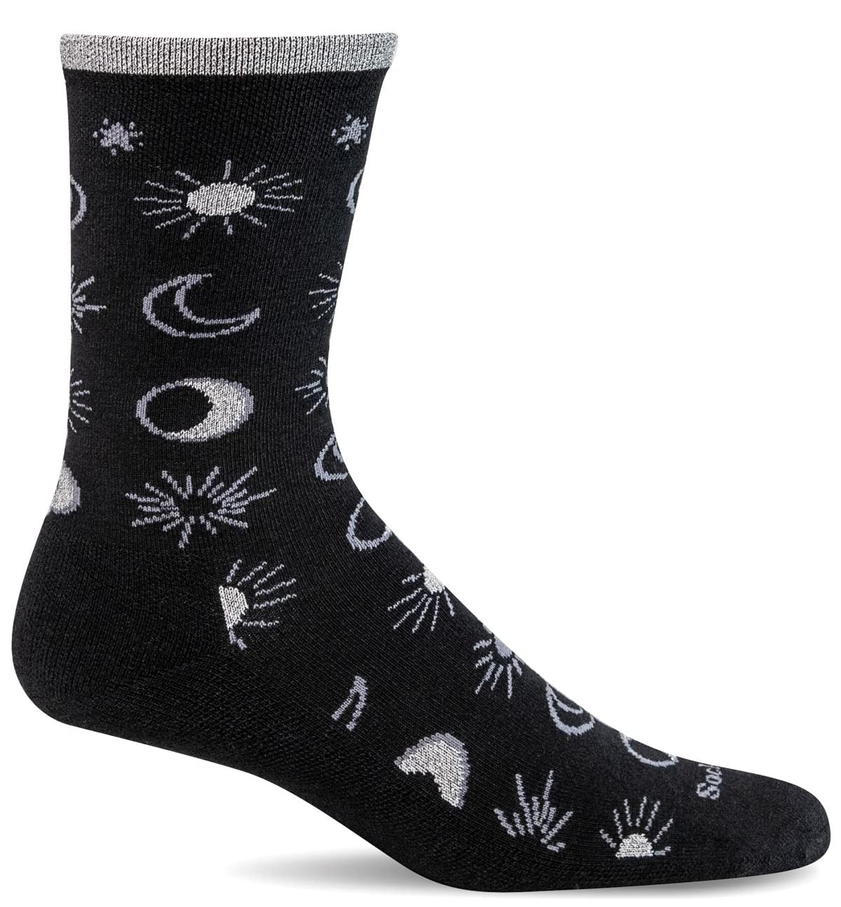 Sockwell Women's Celestial Crew Sock, Black - M/L