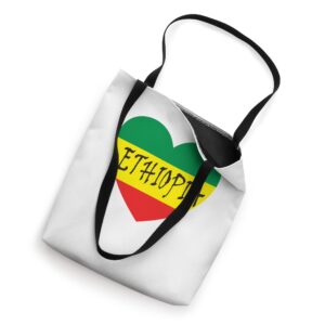 Ethiopian Flag Heart, I Love Ethiopia Tote Bag