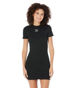 puma classics ribbed tee dress puma black sm