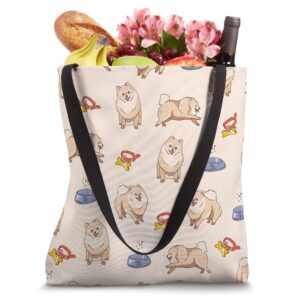 Pomeranian Dog And Dog Bowl Pattern Tote Bag