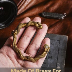 COPPERTIST.WU Cuff Bracelets for Men Women | Double Snake Twisted Brass Open Bangle Jewelry Gifts (S)