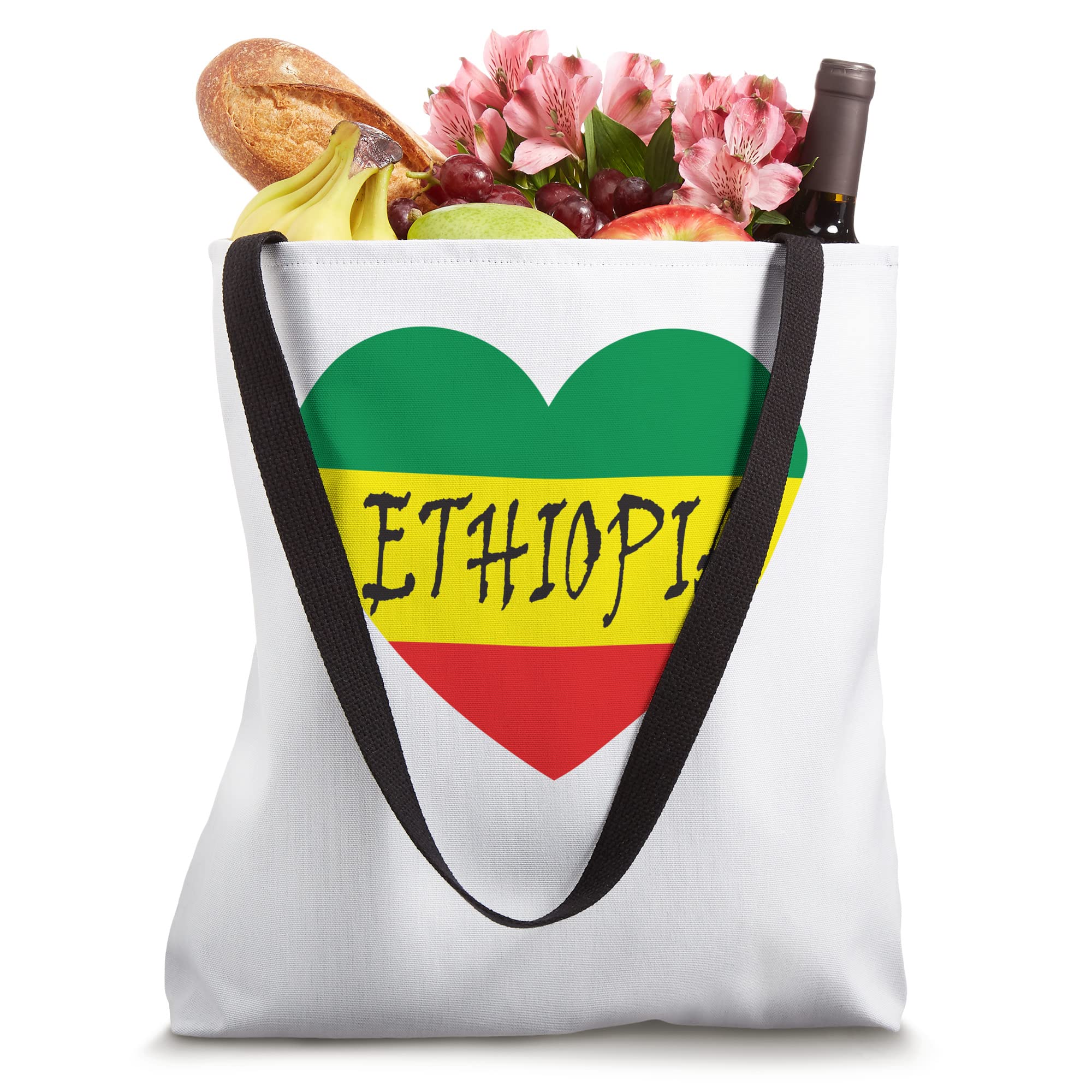 Ethiopian Flag Heart, I Love Ethiopia Tote Bag