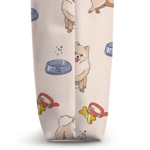 Pomeranian Dog And Dog Bowl Pattern Tote Bag