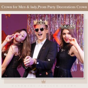 MTLEE 2 Pcs Prom King and Queen Crowns King Crowns for Men Royal Crown with Blue Rhinestone Queen Crowns for Women Halloween Wedding Birthday Graduation(Stylish Style)