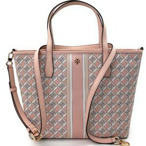 Tory Burch Women's Geo Logo Mini Top Zip Tote (Dusted Blush)