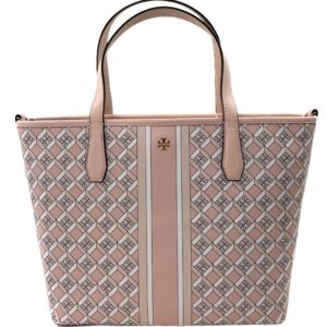 Tory Burch Women's Geo Logo Mini Top Zip Tote (Dusted Blush)