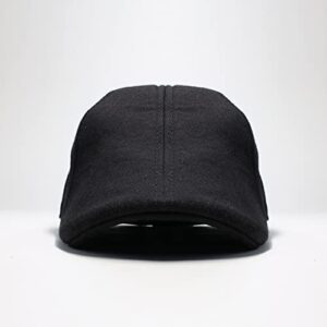 The Original Boston Scally Cap - The Dubliner Newsboy Flat Cap - 6 Panel Cotton Fitted Hat for Men - Black - ML