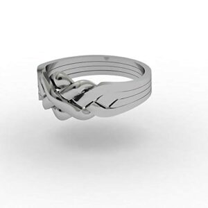 OFLIUM 4 Band classical Handmade 925 sterling silver Turkish puzzle ring interlock knot ring silver (8)