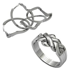 OFLIUM 4 Band classical Handmade 925 sterling silver Turkish puzzle ring interlock knot ring silver (8)