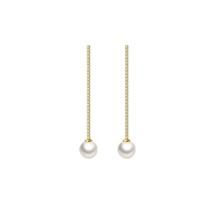 sluynz 925 sterling silver pearl dangle earrings chain for women long cz dangling earrings pearl drop (b-gold plated)