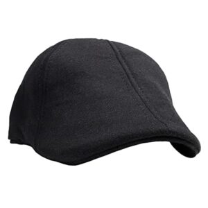 the original boston scally cap - the dubliner newsboy flat cap - 6 panel cotton fitted hat for men - black - ml