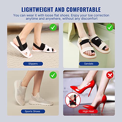 Fitgeno Bunion Corrector Women & Men Big Toe: Foot Straightener Splint Brace - Adjustable Bunyan Correction Orthopedic for Hallux Valgus Pain Relief 2 Pcs