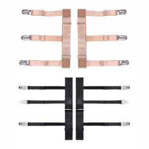 Bexicsea 2pairs Mens Shirt Stays For Shirt Tucking,Adjustable Elastic Holder Shirt Garters(2Black+2Beige) …