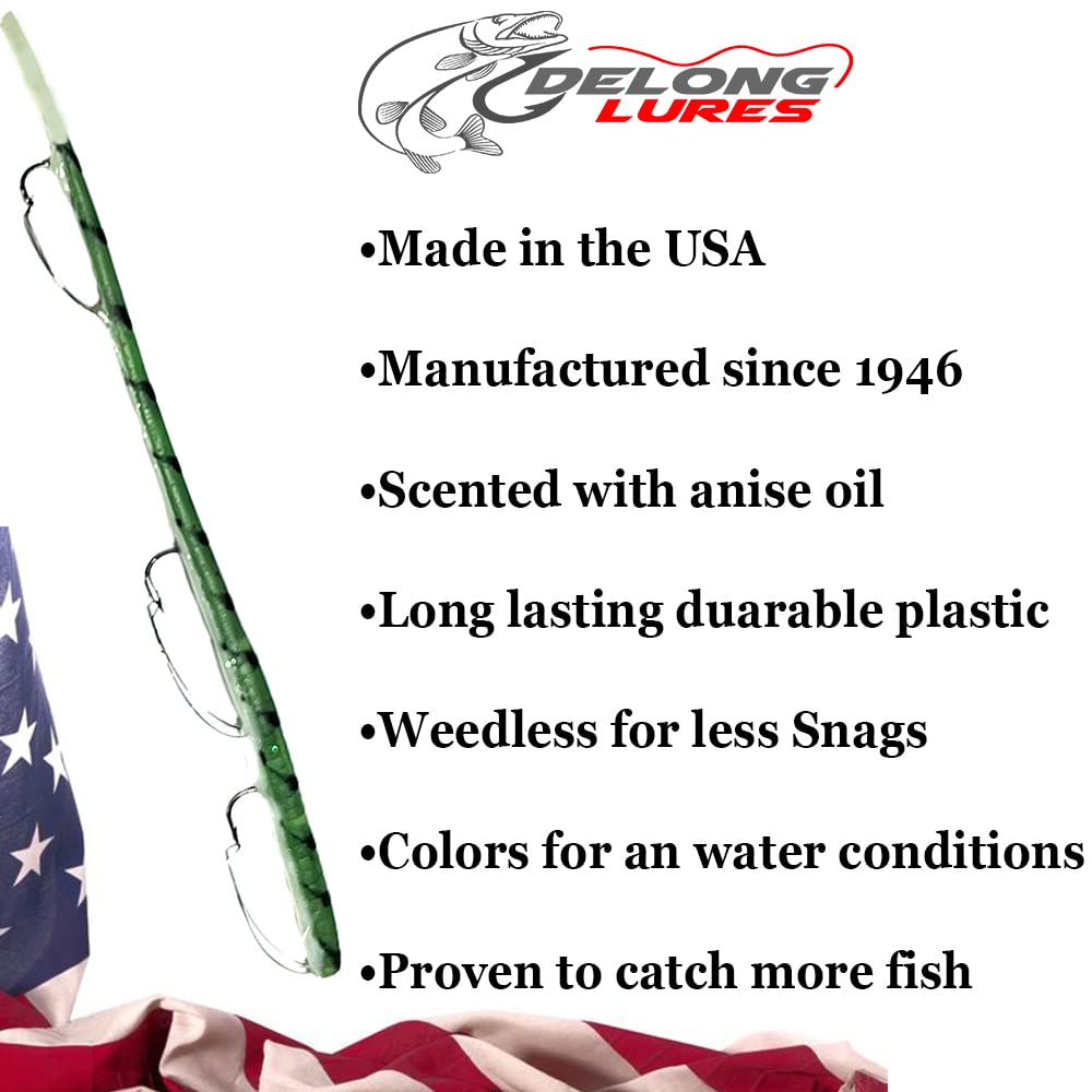 Delong Lures - 9" Weedless Worms for Largemouth Bass, Bass Lures, Bass Fishing Tackle, Soft Plastic Fishing Lures Bass Fishing Lure Prerigged Fishing Worm Freshwater Lures Saltwater Lures