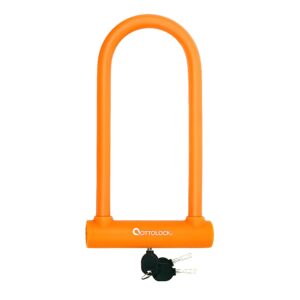 ottolock sidekick xl full-size u-lock | lightweight silicone-coated bike lock, orange