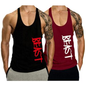 inleaderaesthetics 2 pack men's tank tops sleeveless shirts y-back gym workout stringer tank tops bodybuilding fitness t-shirts - bk+wnrd-s