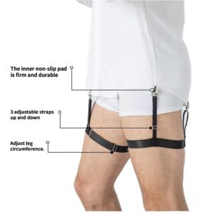 Bexicsea 2pairs Mens Shirt Stays For Shirt Tucking,Adjustable Elastic Holder Shirt Garters(2Black+2Beige) …