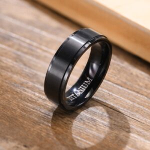 MZZJ Customize Moon Sun Couple Matching Ring Set Titanium Rings 8MM+6MM Brushed Matte Finish Couple Ring Set for Wedding Engagement Step Edges Promise Rings for Him Her for Couples