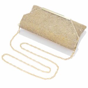 Barode Handbags for women Rhinestone Clutch Purses Gold Rhinestone Shoulder Bag Envelope Crossbody Bags Wedding Handbags (Gold)