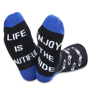 tsotmo bicycle socks bike gift cycling sport socks cyclist gifts riding a bicycle gift life is beautiful enjoy the ride socoks for bicycle lovers (life ride)