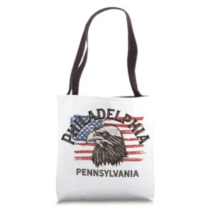 retro eagle usa flag pennsylvania - vintage philadelphia tote bag