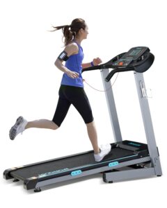 borgusi treadmill with 12% auto incline and bluetooth speaker - 300 lb capacity, 3.0hp folding electric treadmill up to 8.5 mph speed, running machine with 17.5" wide tread belt for home use