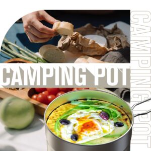 Lixada Camping Pot Stainless Steel Camping Cook Pot 1.5L Camping Cooking Pot with Lid and Folding Handle, Large Capacity Bento Pot Camping Cookware for Outdoor Backpacking, Hiking, Picnic