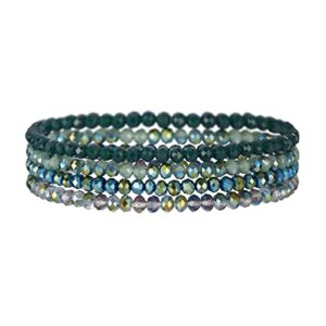 noessla beaded boho stretch bracelet colorful stackable crystal beads bracelets trendy costume jewelry mothers day gifts for women (green)