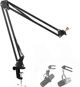 sm7b and mv7 boom arm, heavy duty mic arm desk mount adjustable suspension mic stand compatible with shure sm7b and shure mv7 vocal dynamic microphone