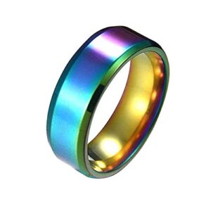 unisex stainless steel ring lovers simple plain band for women men wedding band engagement promise ring size 5-13 stainless steel multicolor rose gold white purple