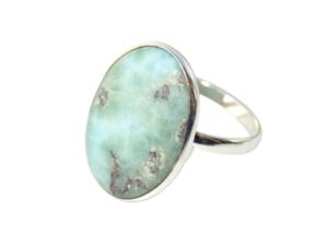 natural larimar ring, women's ring, statement ring, simple bezel gemstone ring, (size- 6.5 usa) blue